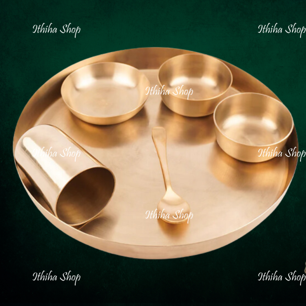 Bronze / Kansa Dinner Plate Set - Matt Finish - Ithiha